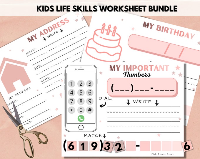 Life Skills for Kids Printable Learn Phone Number, Address, Birthday ...