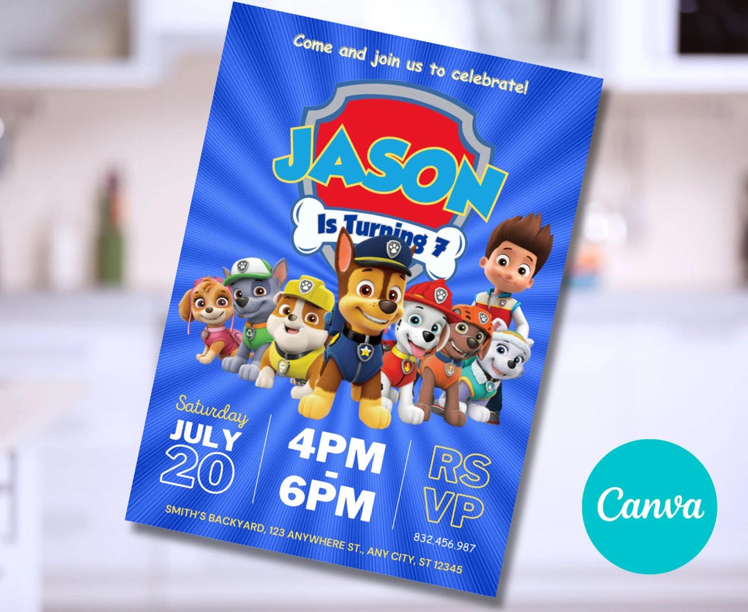 Animation Birthday Party Invitation Canva Template Digital-digital ...