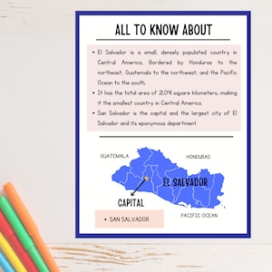 El Salvador Printable: School Project, Hispanic Heritage (PDF) - Etsy