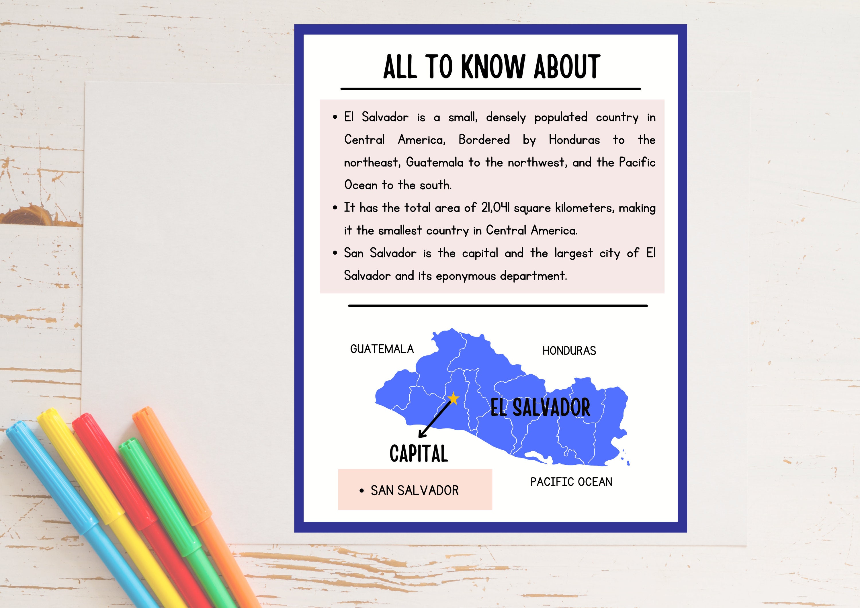 All About El Salvador for School Projects| Unit Study |grade 2 and 3 ...