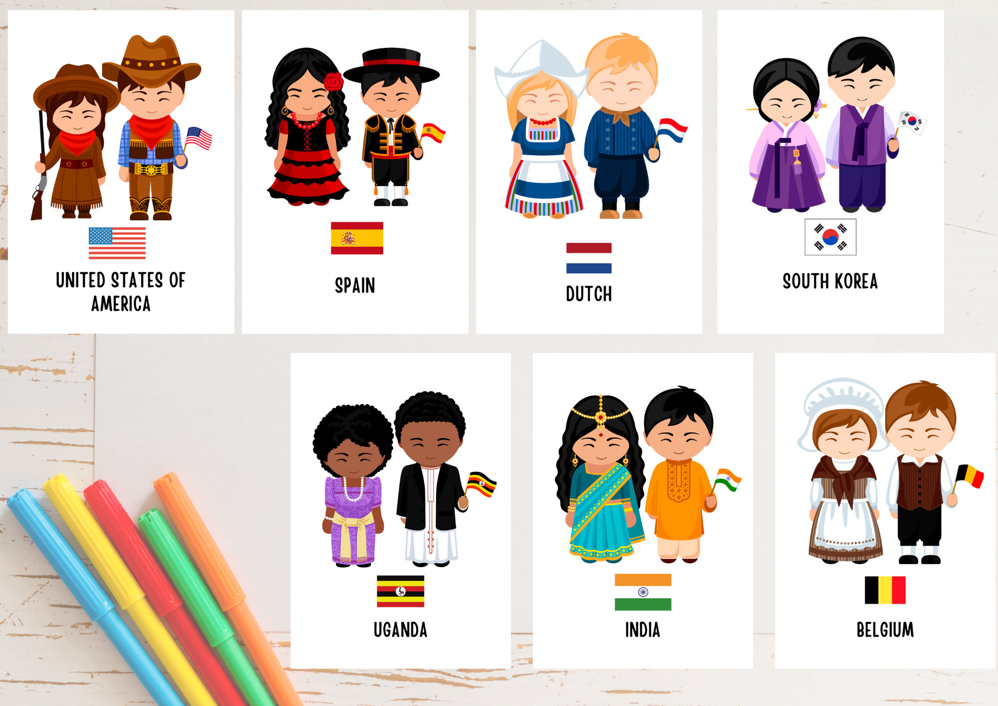 100 Country Flags Around the World |cute National Costume| Home ...