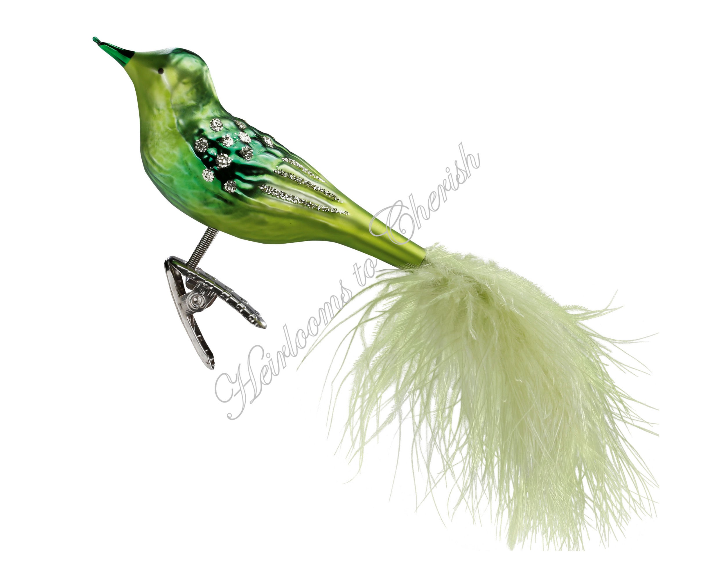 Inge-glas Clip-on Bird Green Bird 1-330-15 German Glass Christmas ...