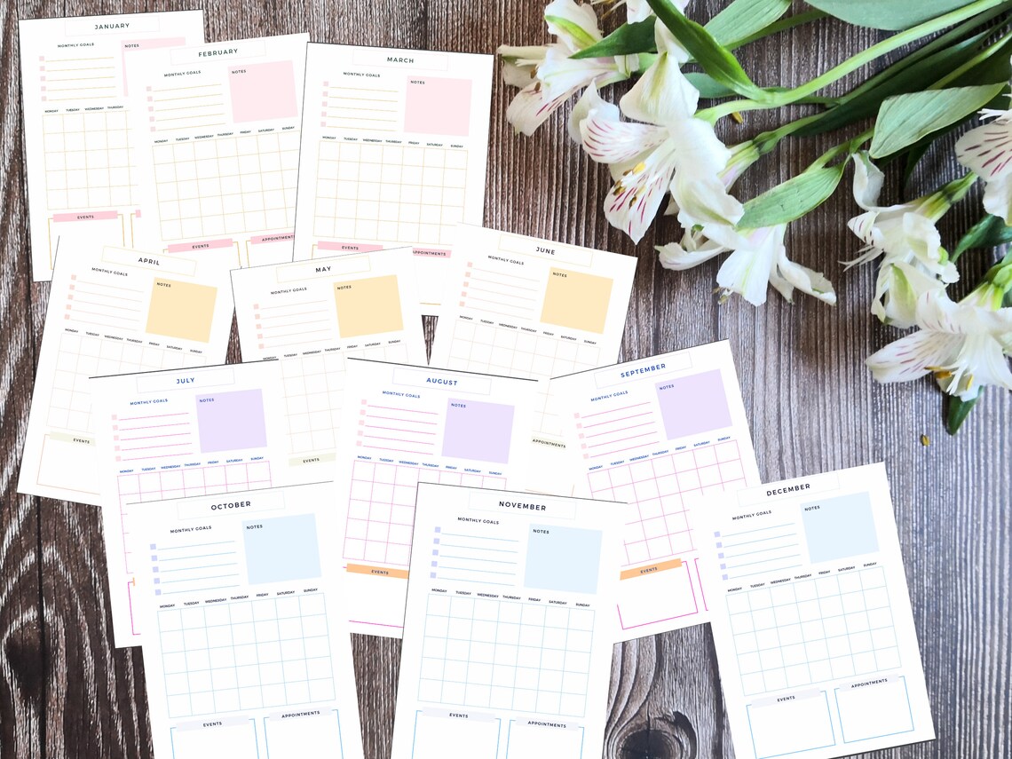 Monthly Planner Printable, Month at a Glance, Monthly Dashboard ...