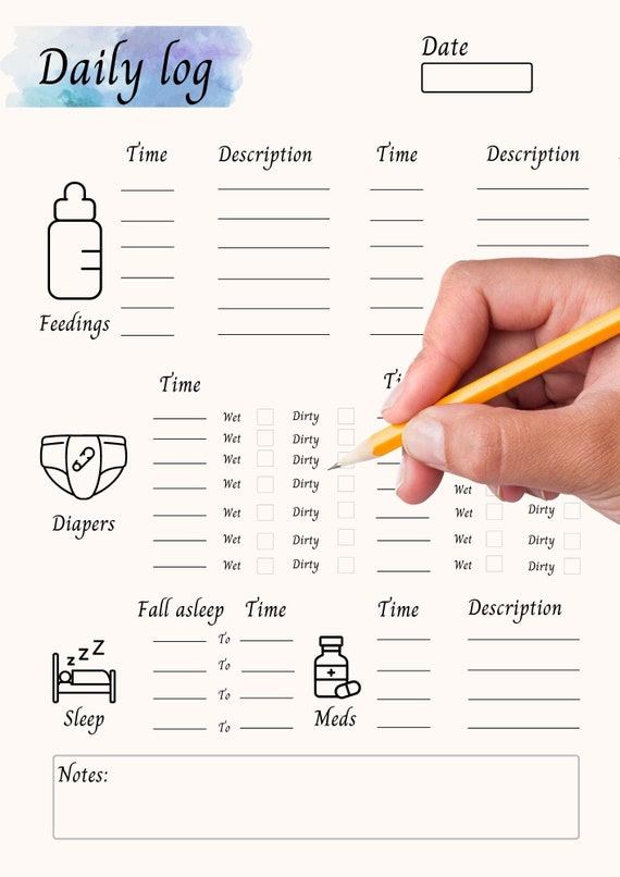 Baby Daily Log Printable Infant Daily Log Baby Care Journal - Etsy