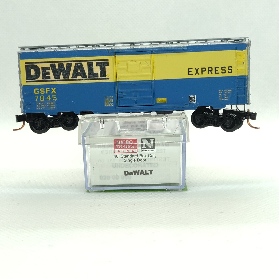 Custom Painted and Decaled N-scale Micro-trains Boxcar, Blue, Yellow ...