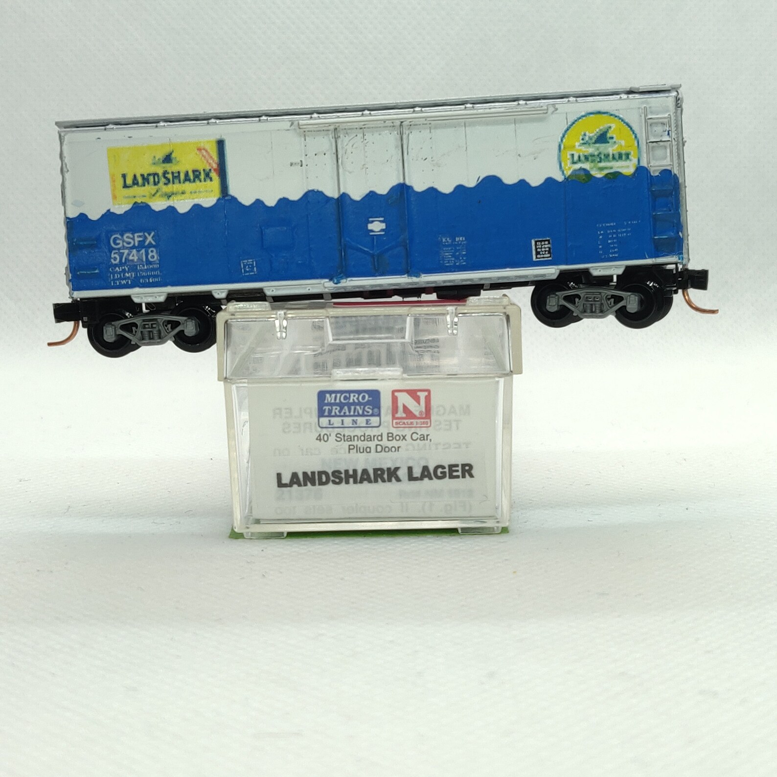 Custom Painted and Decaled N-scale Micro-trains Boxcar, Blue, White and ...