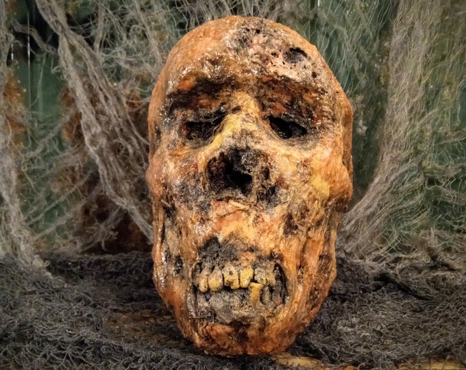 Mummified Skull Prop Life-size Corpse Head Handmade Horror Display ...