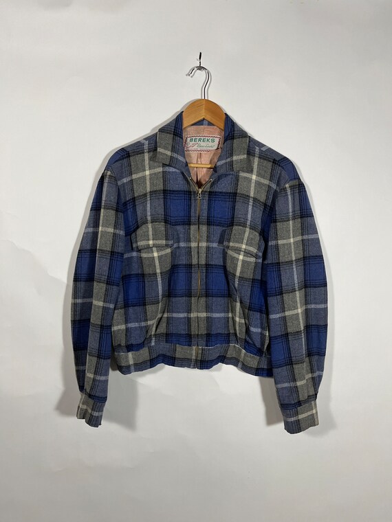 1950s Deadstock Wool Ricky Jacket Red & Blue Plaid Br… - Gem