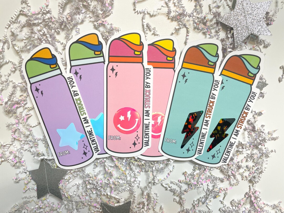 WATER BOTTLE STICKER Valentine Owala Holographic Sticker Classroom ...