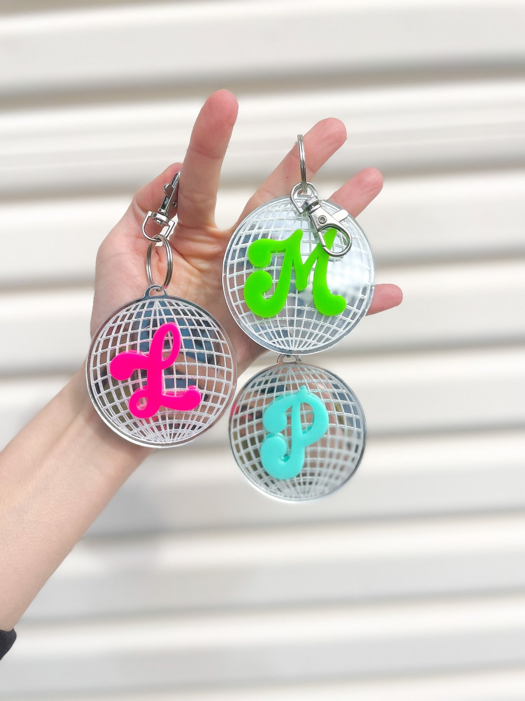 DISCO BALL KEYCHAIN + Initial! - Party Favor, Bachelorette, Disco Retro ...