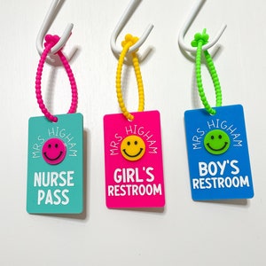 TEACHER CLASSROOM BADGES - Hall Pass, Office Pass, Bathroom Restroom ...