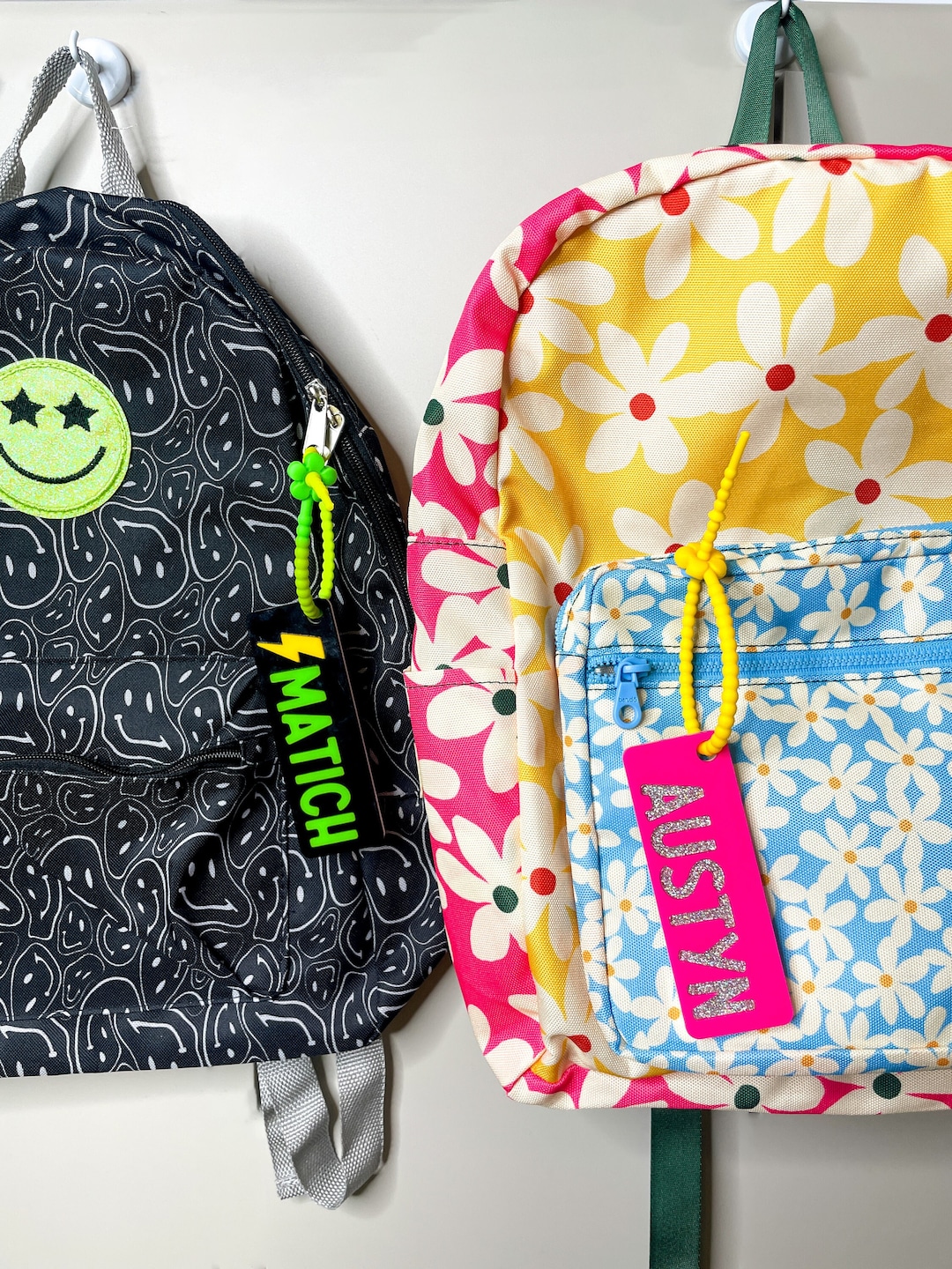 KIDS BACKPACK TAG - Custom Personalized Bag Tag / Keychain - Double ...