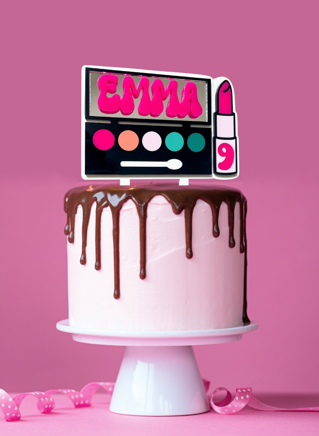MAKEUP CAKE TOPPER - Adorable Make-up Palette Lip Stick Party Theme ...