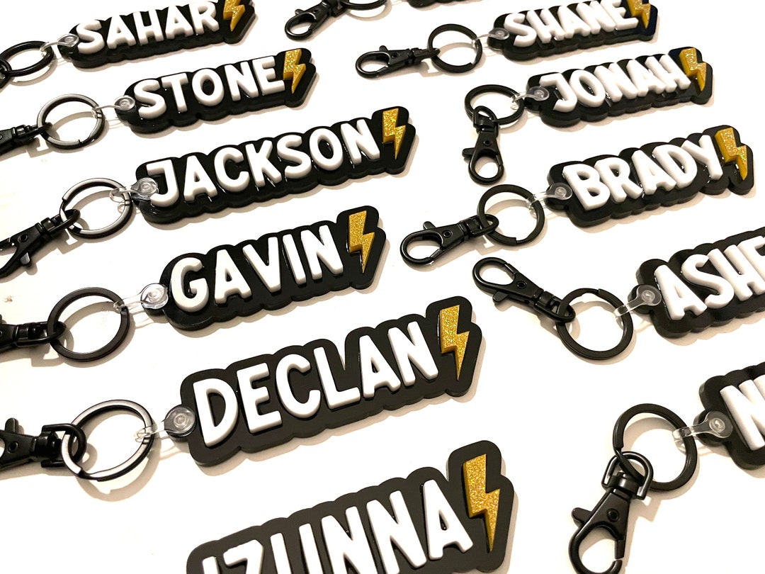 CUSTOM NAME KEYCHAIN - Lightning Bolt Style - Gender Neutral ...