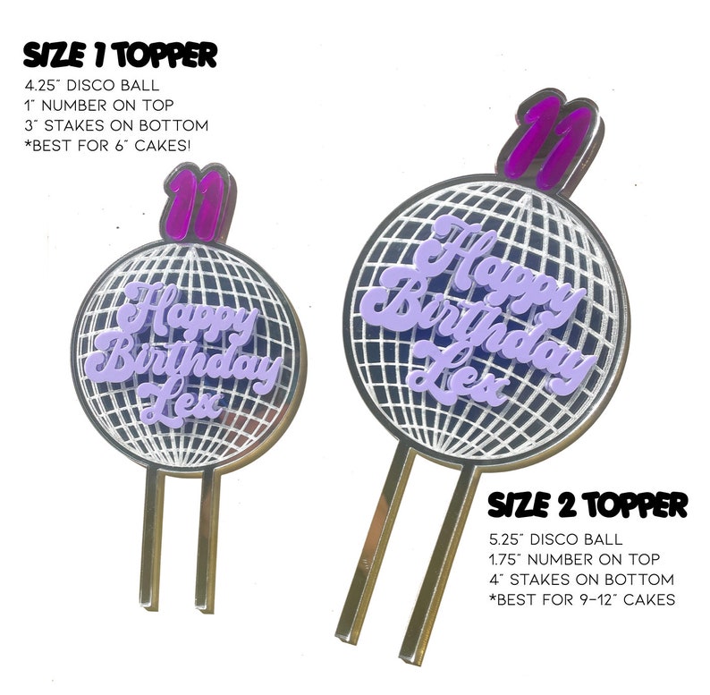 DISCO CAKE TOPPER Disco Ball Birthday Party Personalized & - Etsy