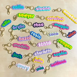 CUSTOM NAME KEYCHAINS - Fun Bubble Letter Colorful Bag Tags / Key ...