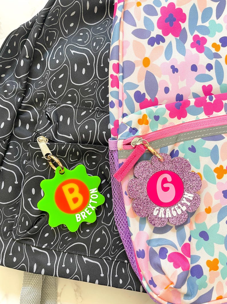INITIAL BAG TAG - Gender Neutral Boy Girl Keychain - Fun Splat or ...