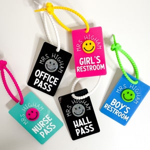 TEACHER CLASSROOM BADGES - Hall Pass, Office Pass, Bathroom Restroom ...