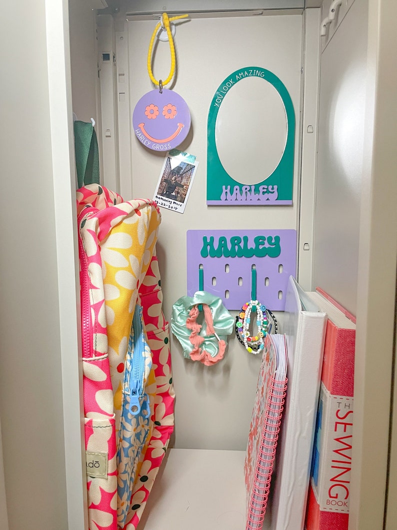 CUSTOM LOCKER ACCESSORIES - Teen Tween Magnetic Locker Mirror Mini Peg ...