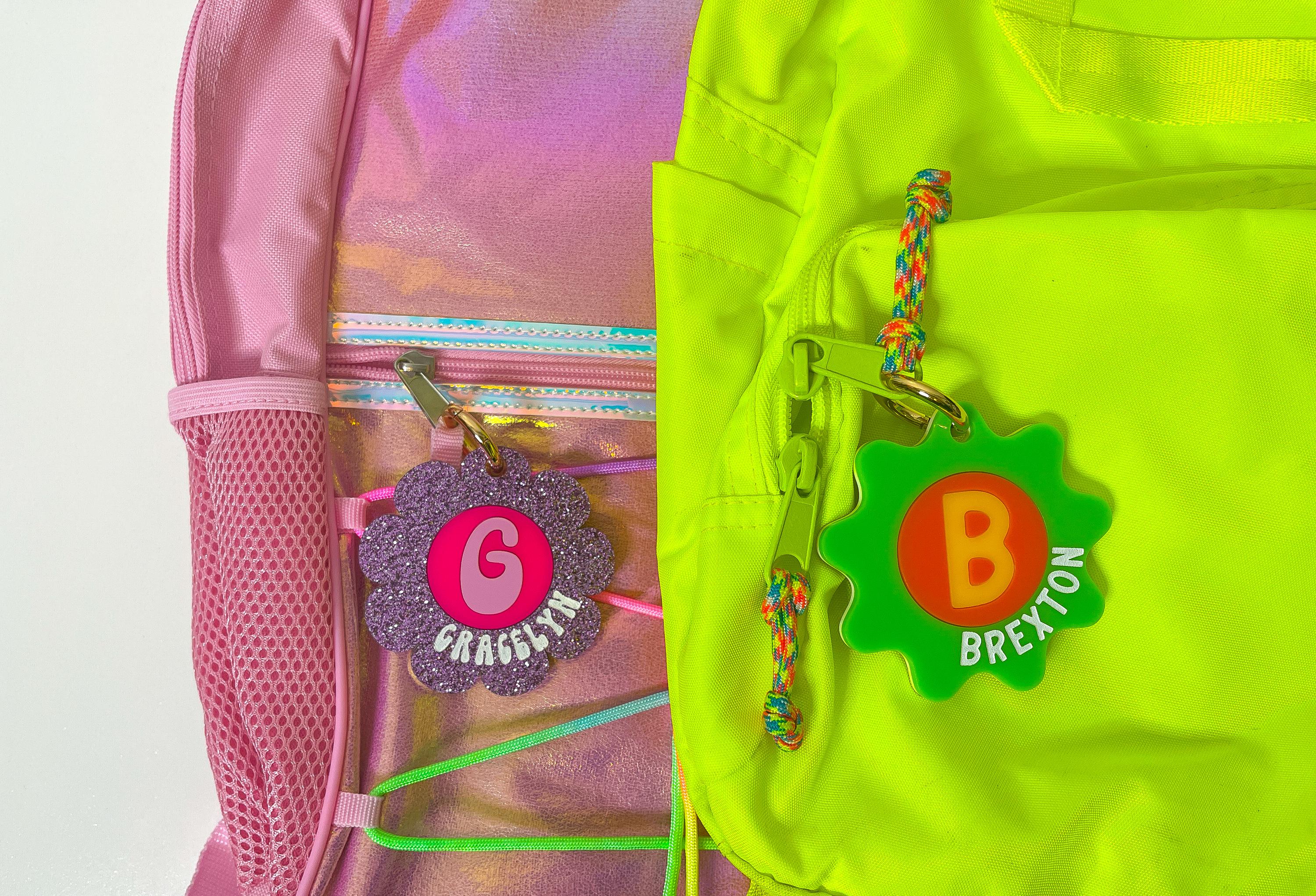 INITIAL BAG TAG - Gender Neutral Boy Girl Keychain - Fun Splat or ...