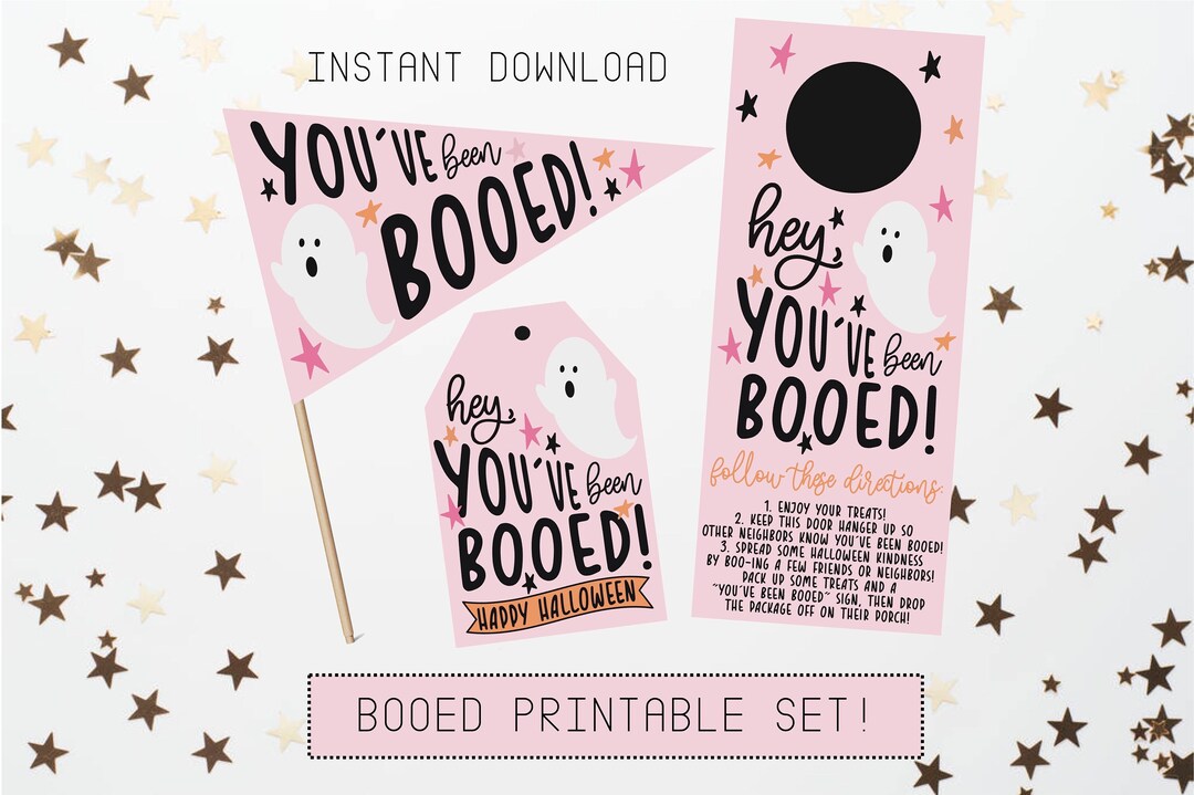 You've Been Booed PRINTABLE SET Door Hanger Gift Tag DIY Pennant Flag ...