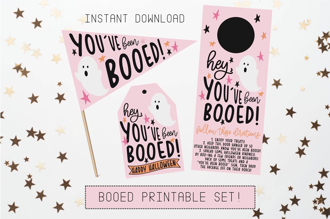 You've Been Booed PRINTABLE SET Door Hanger Gift Tag - Etsy