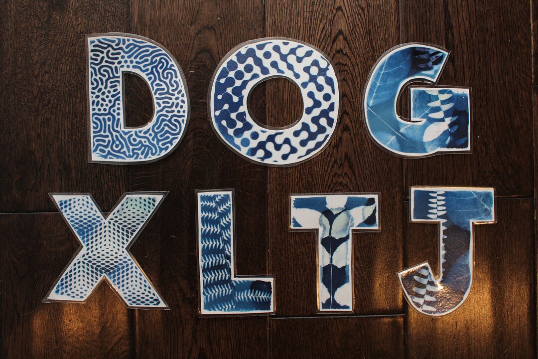 Cyanotype Original Alphabet Bookmarks or Magnets - Etsy