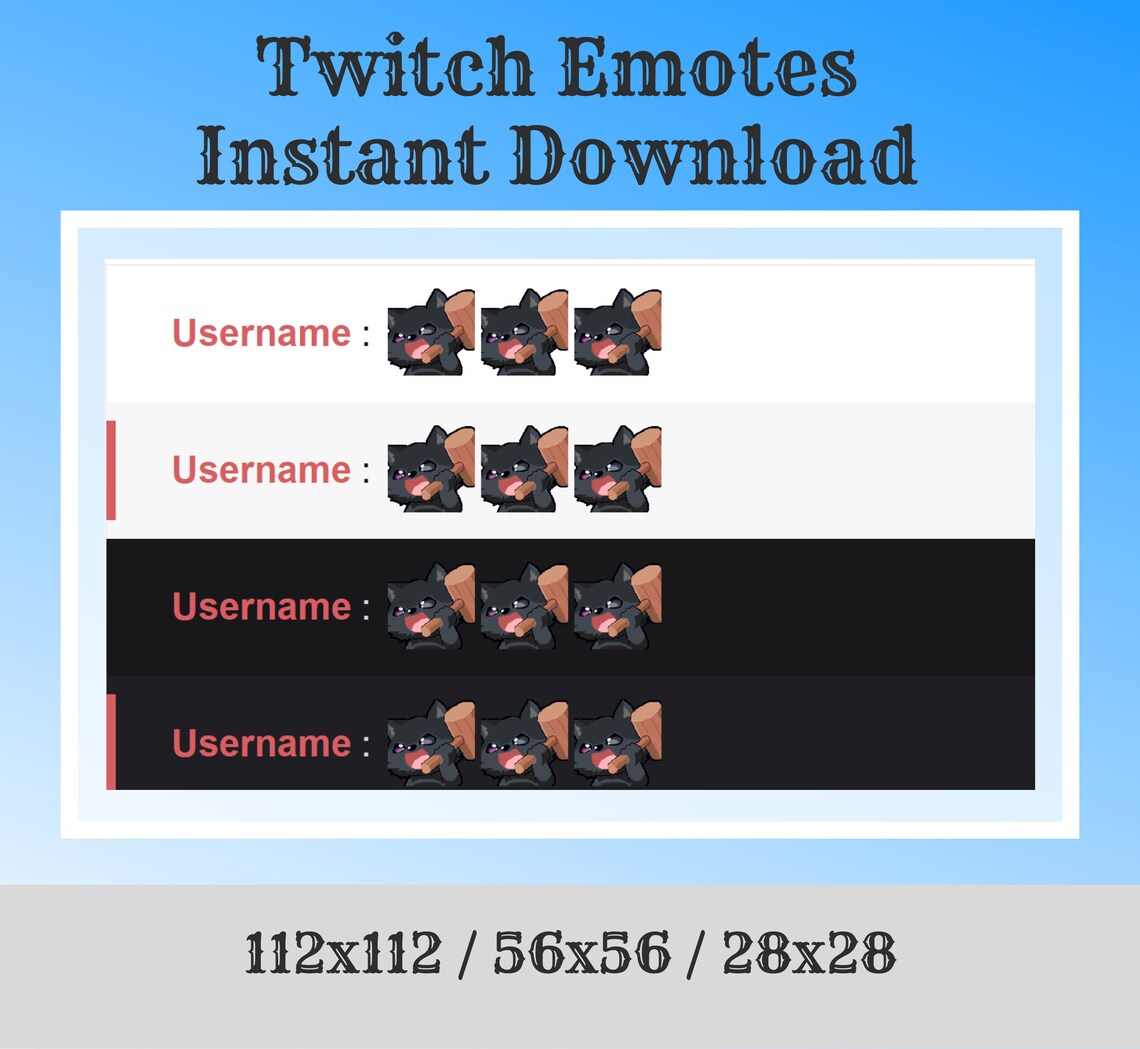 Animated Kawaii Hammer Black Wolf Emote for Streaming Twitch, Discord ...