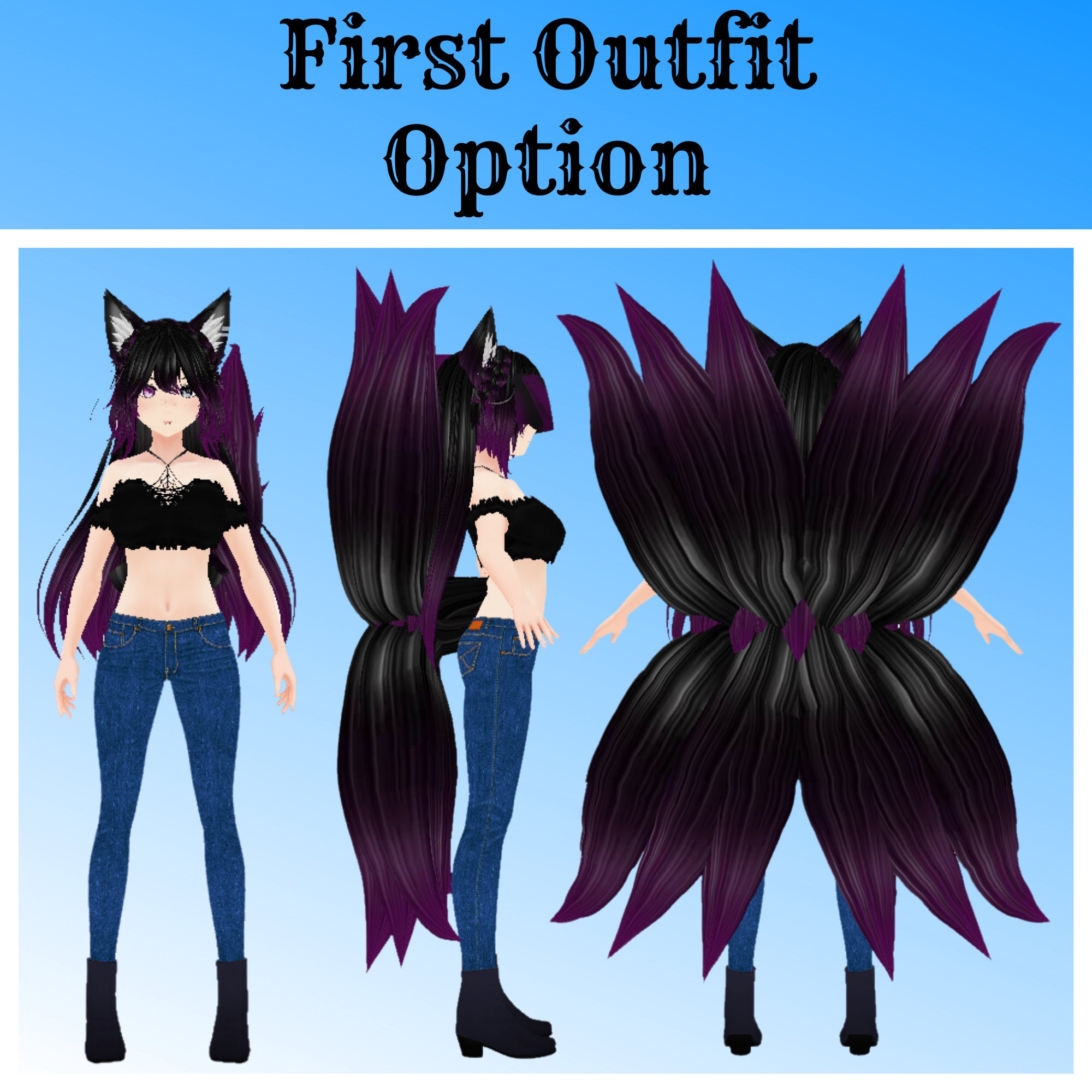 Gothic Wolf Girl Vtuber Model With Two Outfits Ready to Use Cute Pre ...