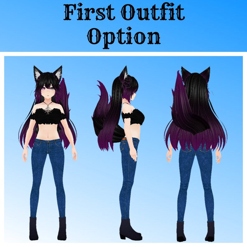 Gothic Wolf Girl Vtuber Model With Two Outfits Ready to Use Cute Pre ...