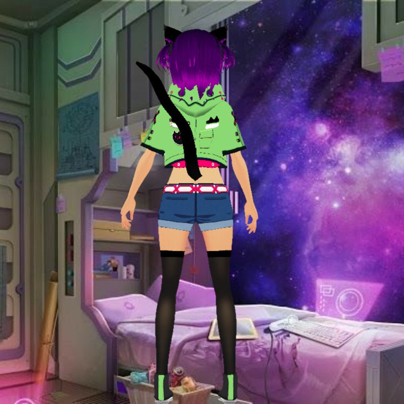 Modelo Vtuber Purple Tan Cat Girl con dos atuendos listos para usar ...