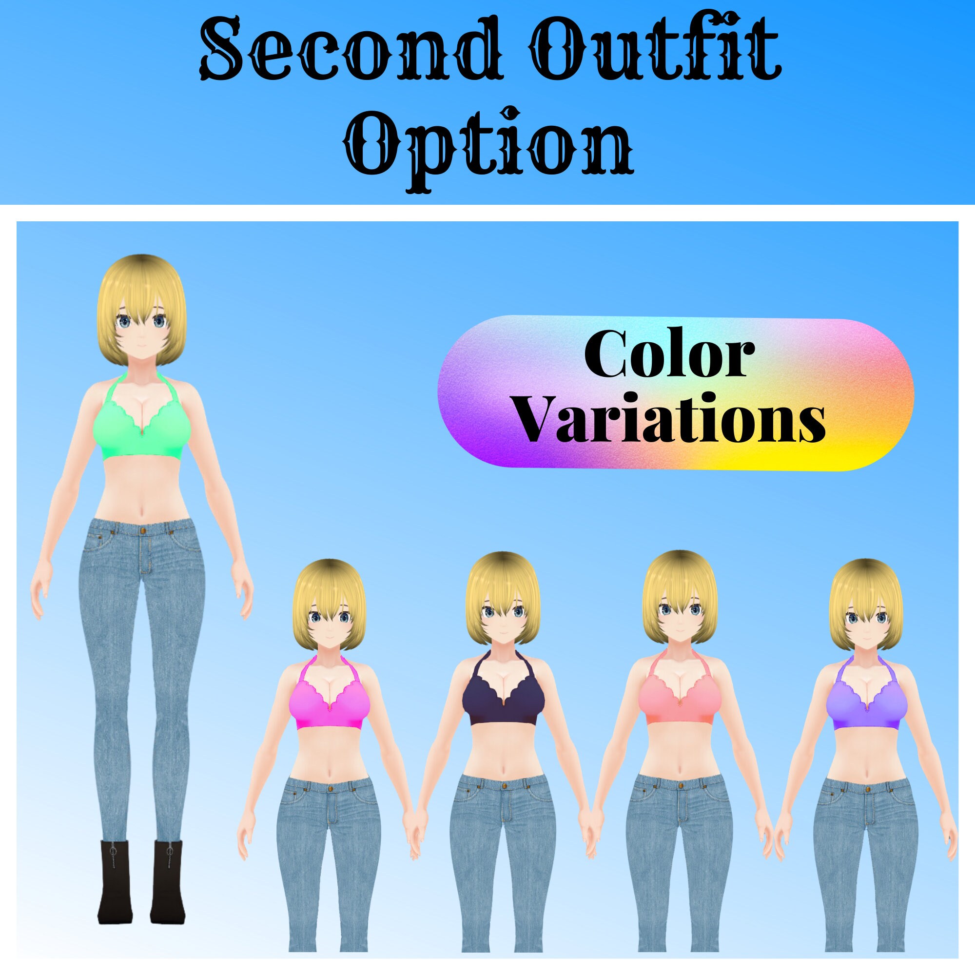 Customizable Girl Vtuber Model With Two Outfits Multiple Colors Ready ...