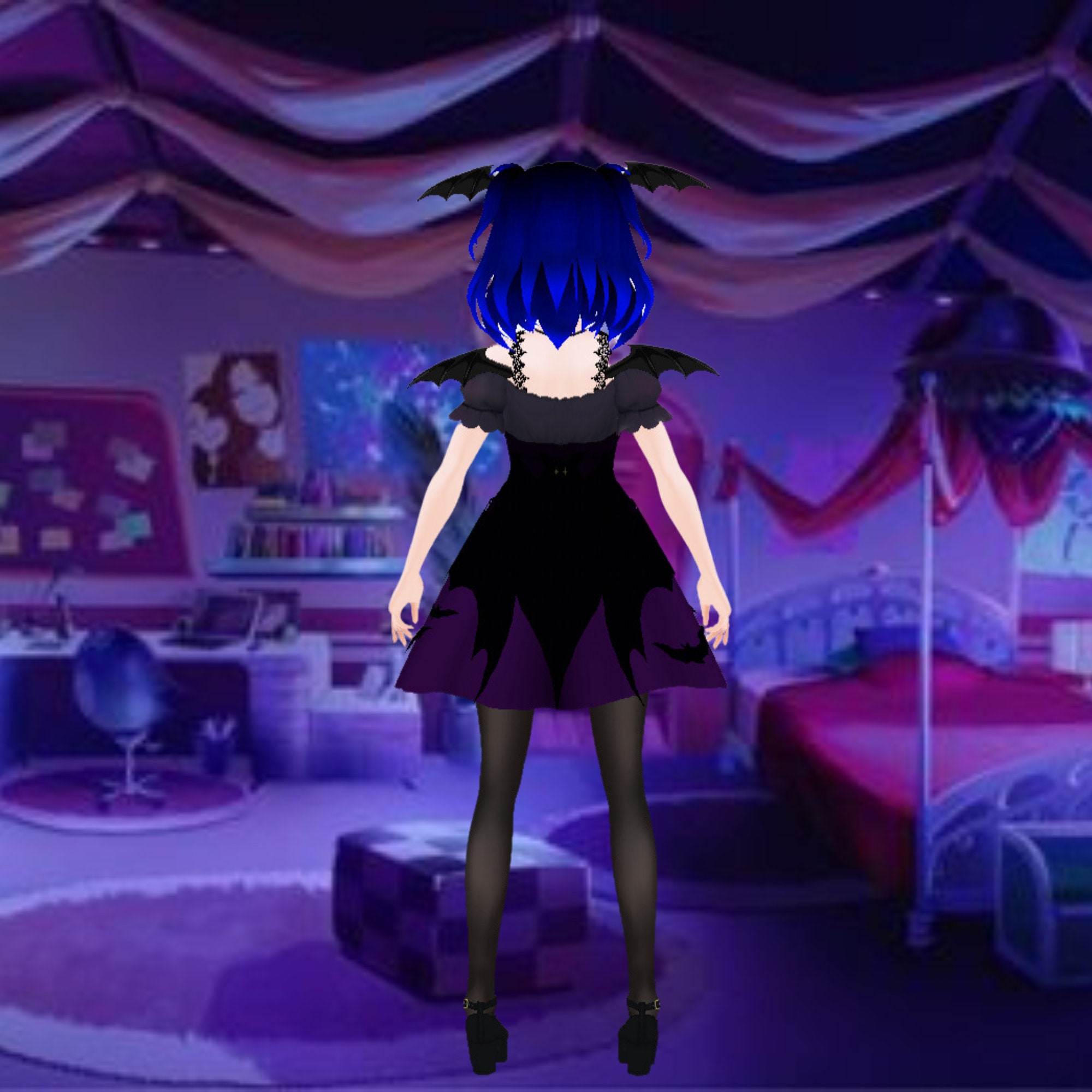 Blue Haired Vampire Girl Vtuber Model With Changeable Outfit Ready to ...