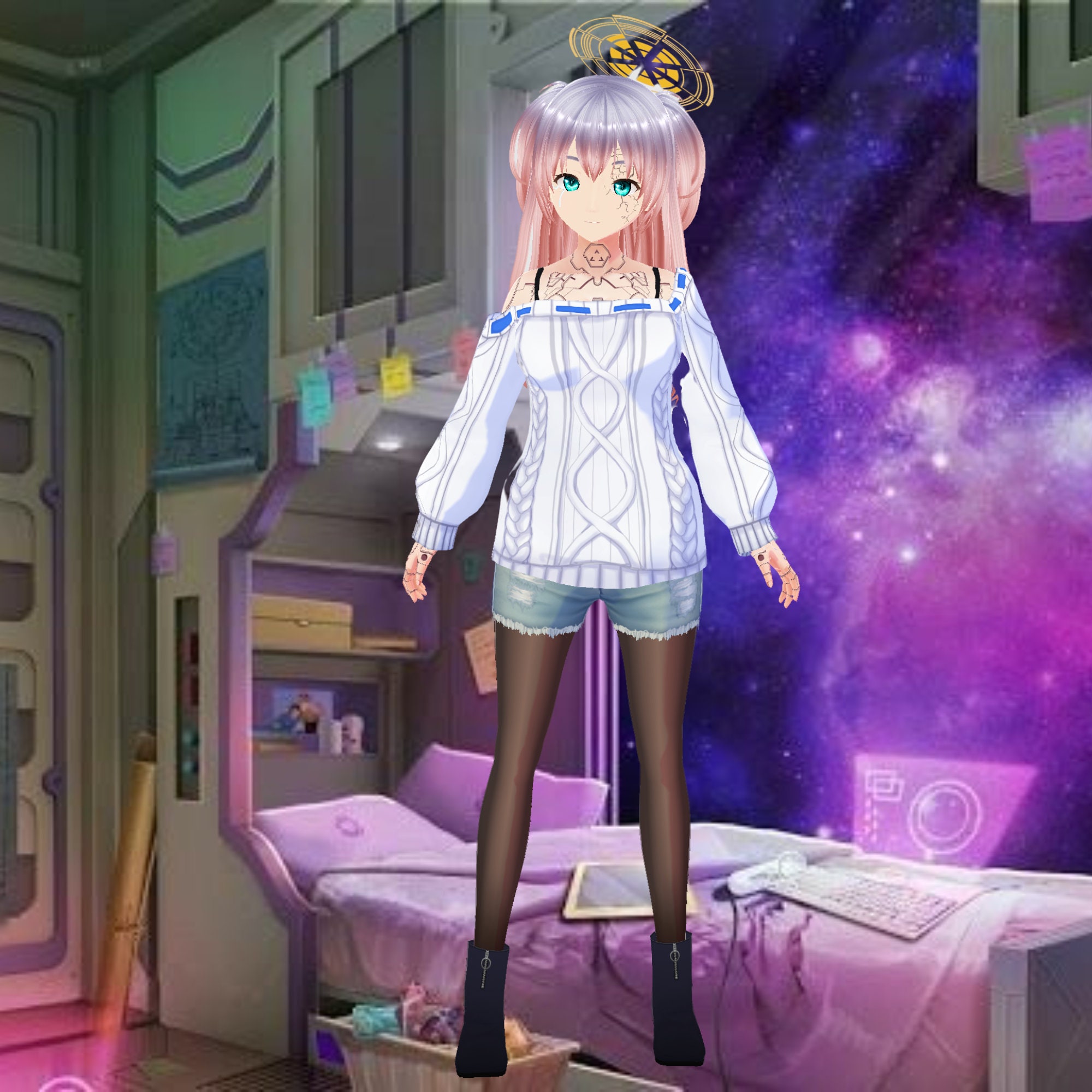 Damaged Android Vtuber Model With Two Outfits Ready to Use | Cute Pre ...