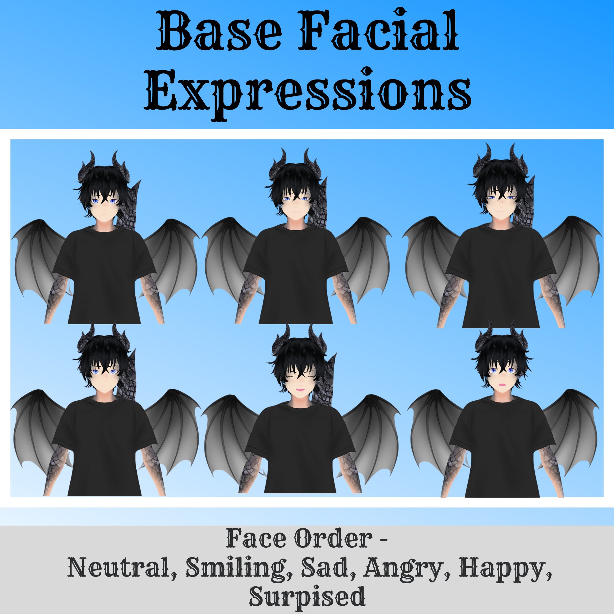 Male Black Grey Dragon Vtuber Model With Two Outfits Ready to Use ...