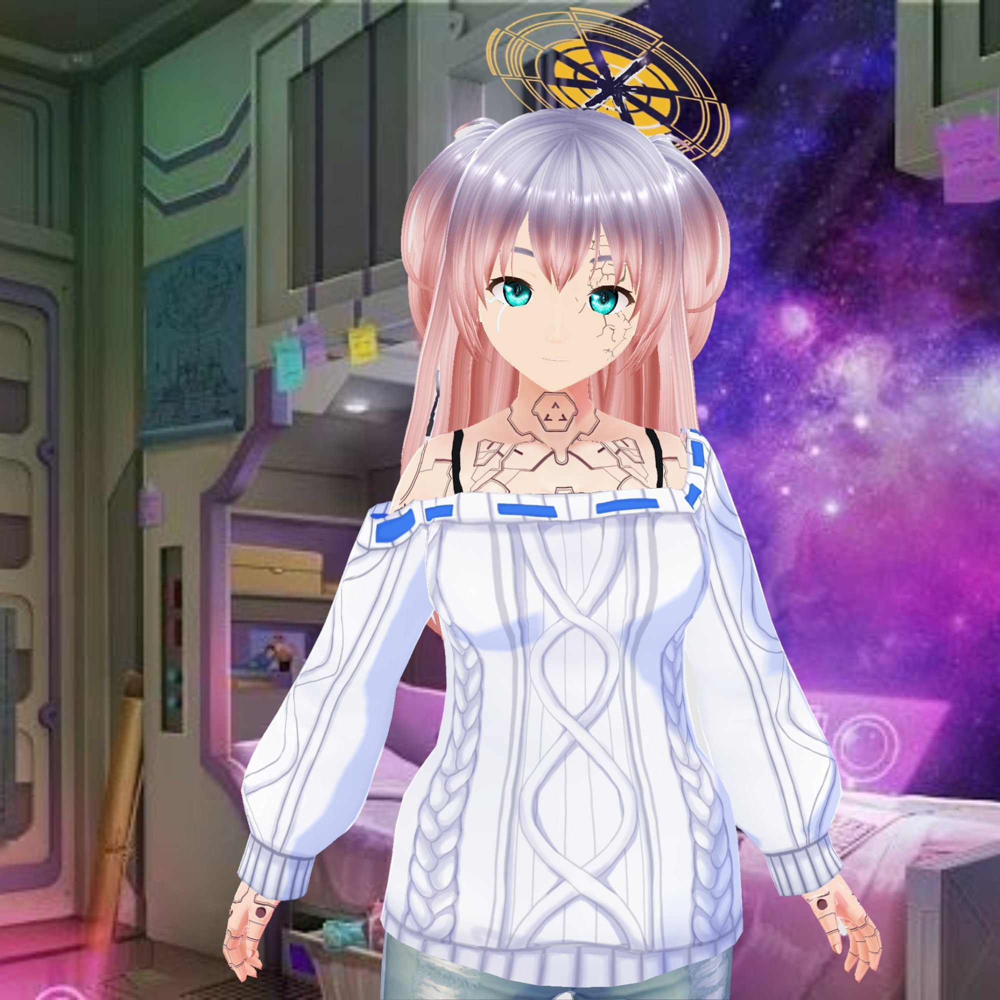 Damaged Android Vtuber Model With Two Outfits Ready to Use | Cute Pre ...