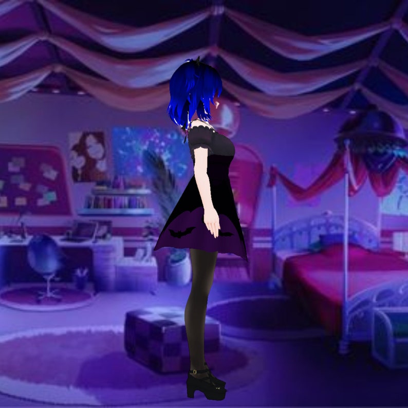 Blue Haired Vampire Girl Vtuber Model With Changeable Outfit Ready to ...