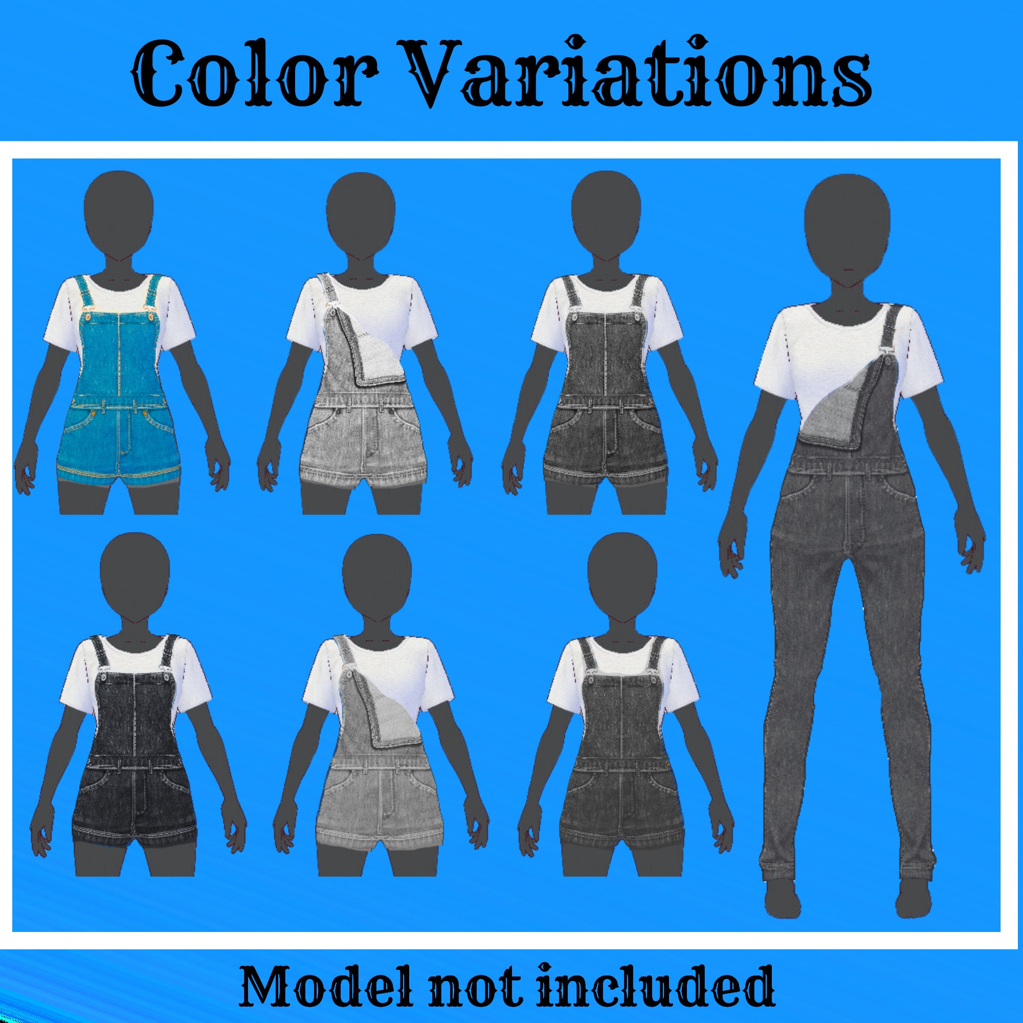 Vroidstudio Outfit: Overalls Clothing Set - 41 Color Options - Etsy