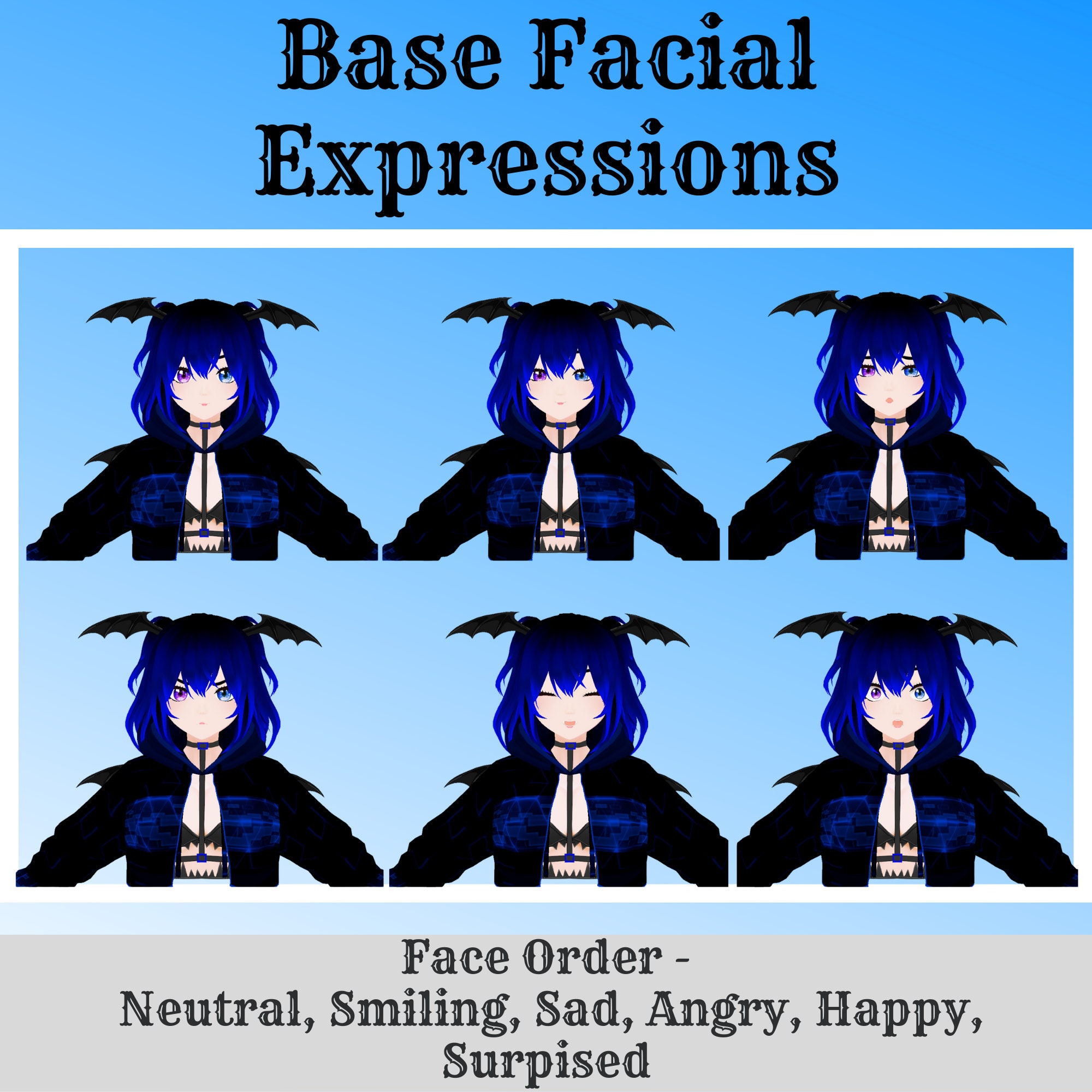 Blue Haired Vampire Girl Vtuber Model With Changeable Outfit Ready to ...
