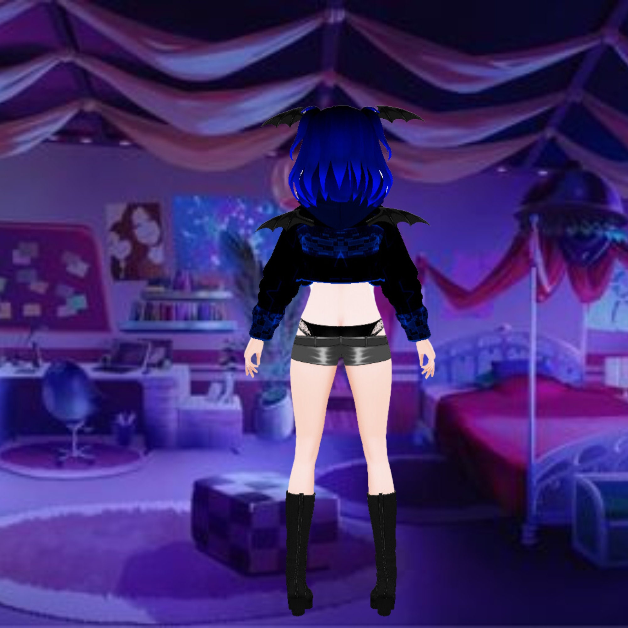 Blue Haired Vampire Girl Vtuber Model With Changeable Outfit Ready to ...