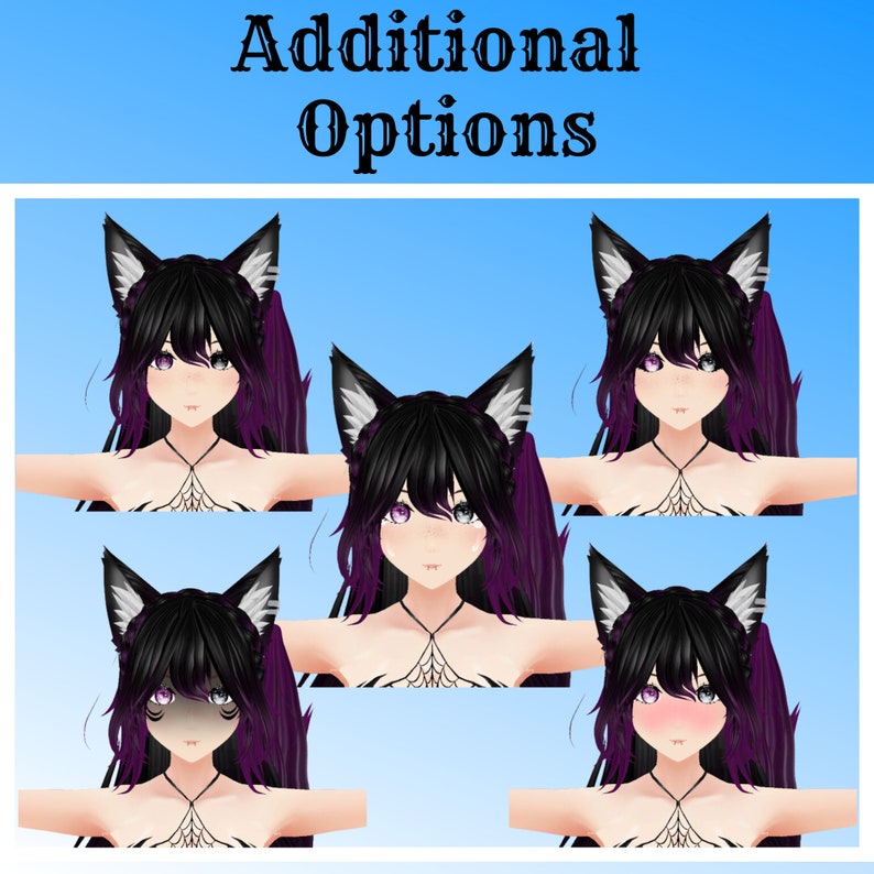 Gothic Wolf Girl Vtuber Model With Two Outfits Ready to Use Cute Pre ...