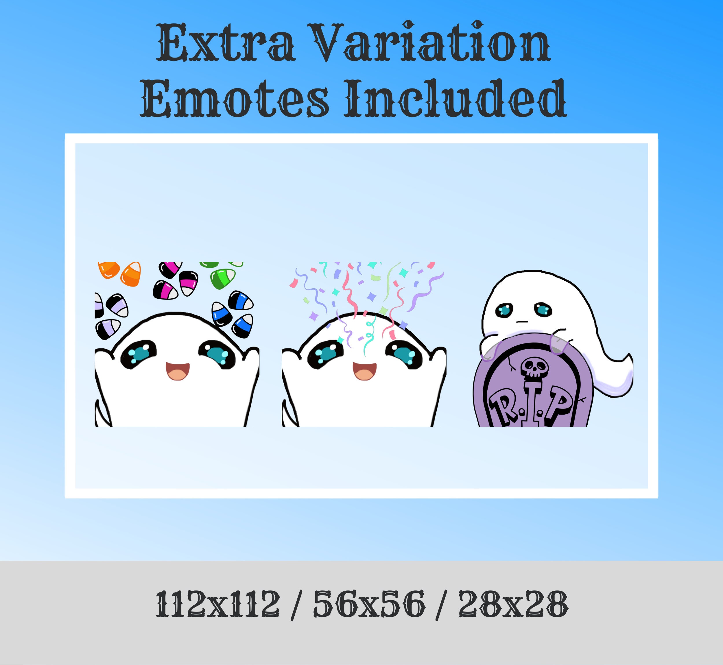 5 Kawaii Spooky Ghost White Emotes for Streaming Lurk, Heart, Hype ...