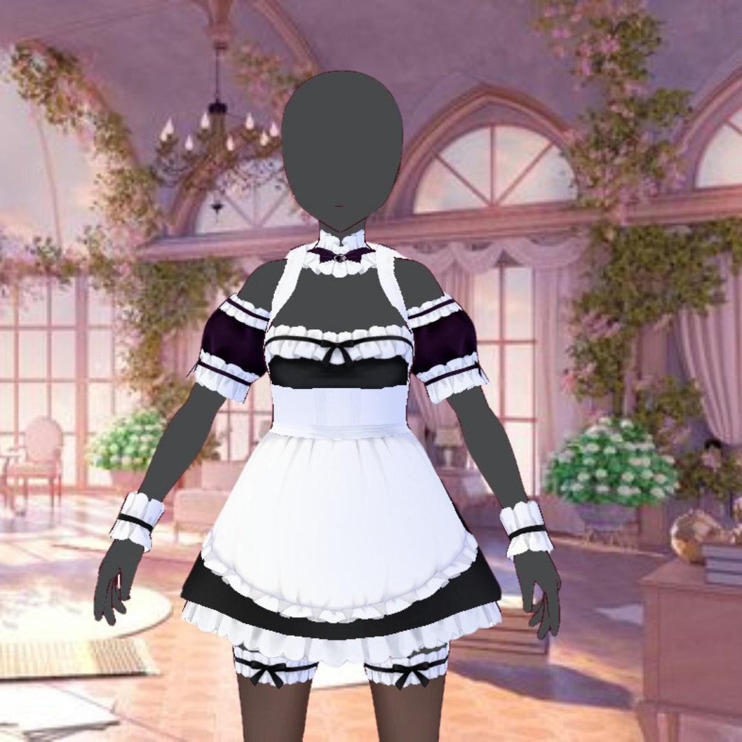 Vroidstudio Outfit: Maid Clothing Dress Set - 8 Color Options - Etsy