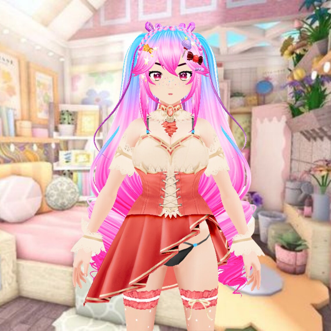 Candy Sweet Girl Vtuber Model With Two Outfits Ready to Use Cute Pre-made 3D Vroid VRM Model for ...