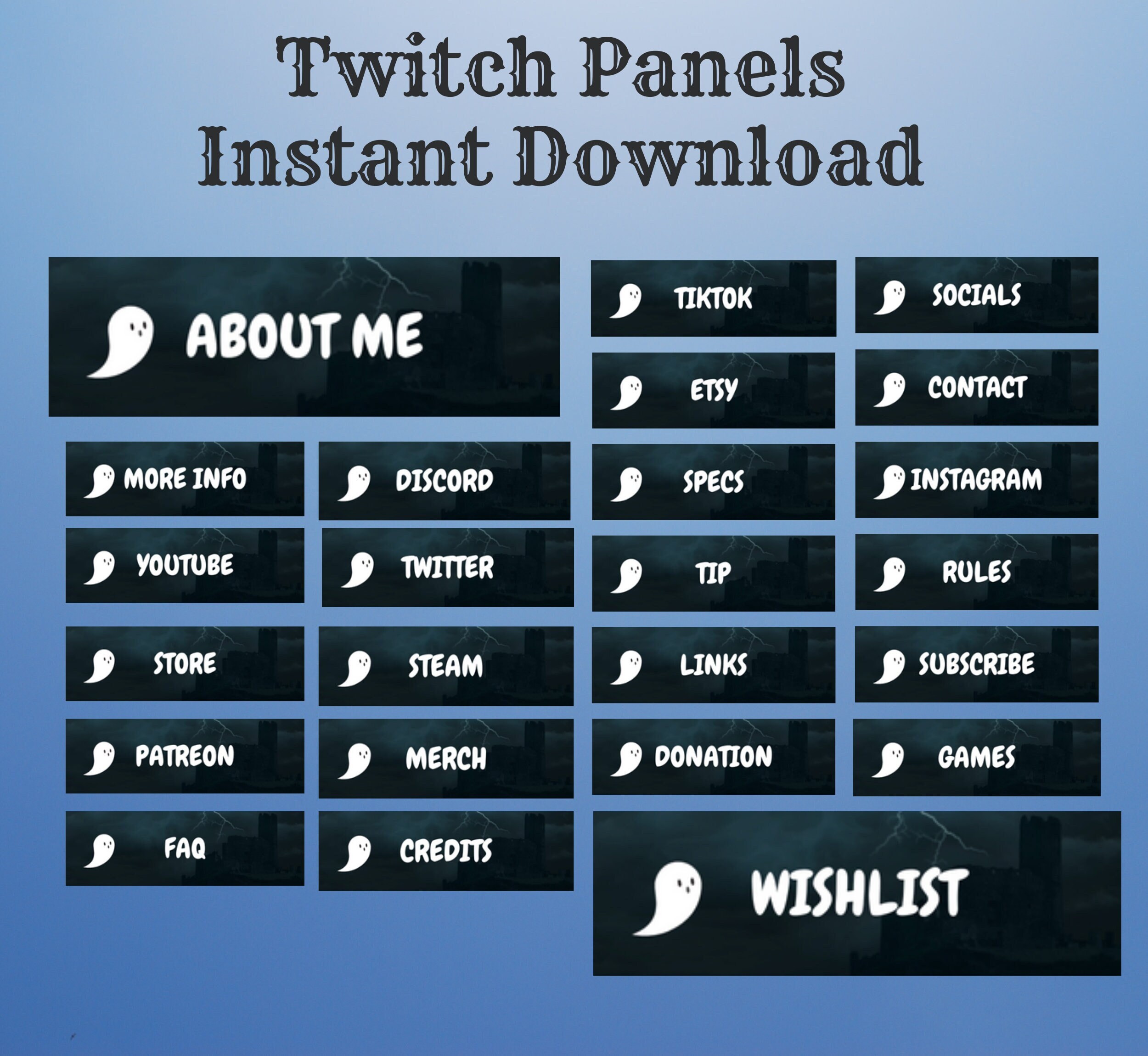 Cute Spooky Ghost Panels for Twitch With Three Variations - Etsy