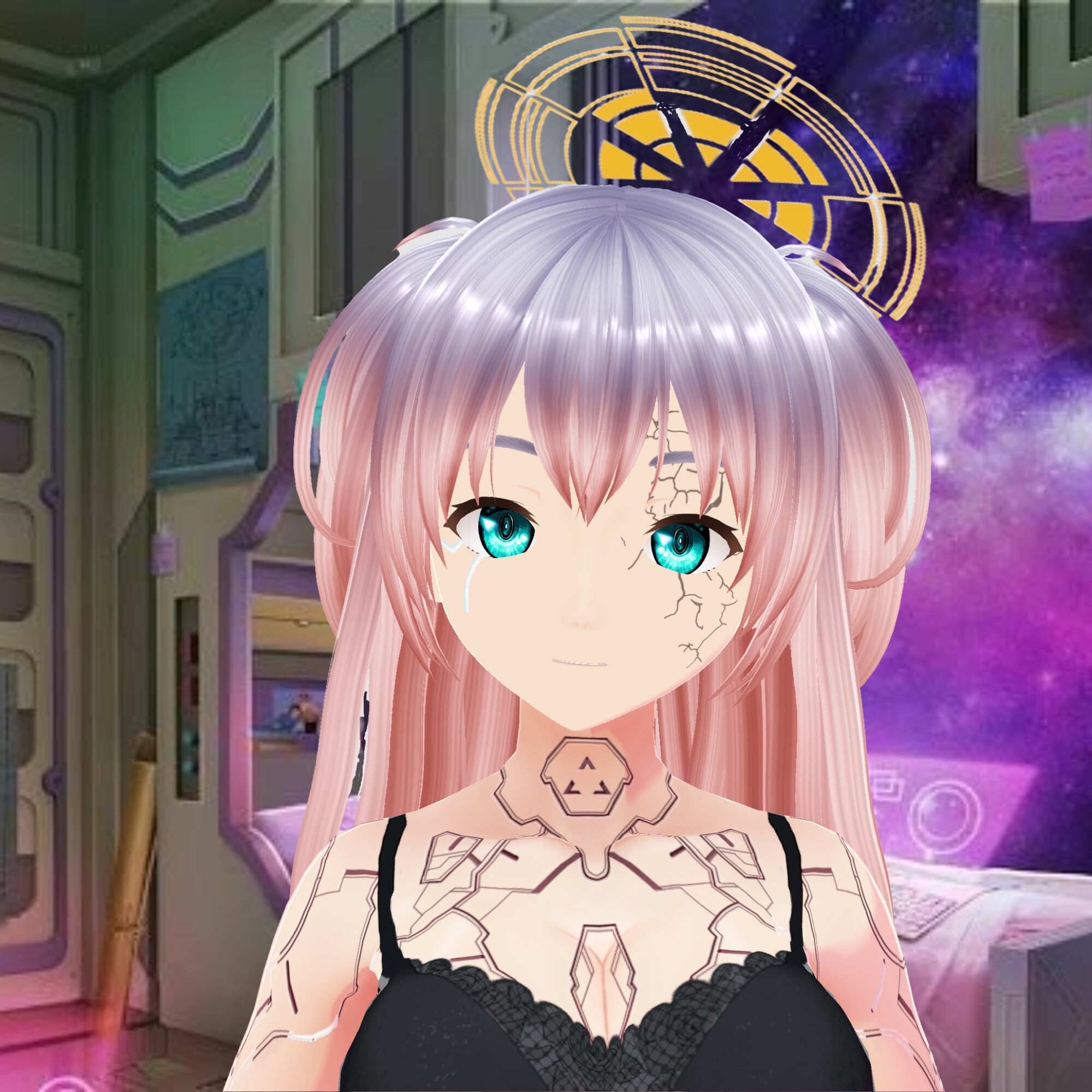 Damaged Android Vtuber Model With Two Outfits Ready to Use | Cute Pre-made 3D Vroid VRM Model ...