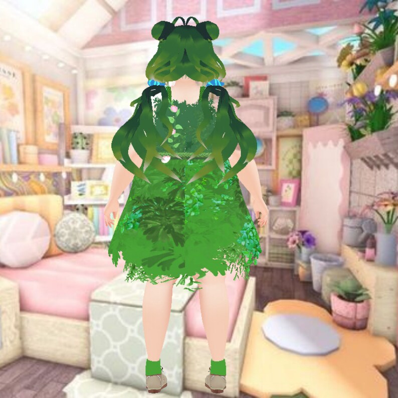 Green Haired Plus Size Frog Froggie Girl Vtuber Model With Two Outfits ...