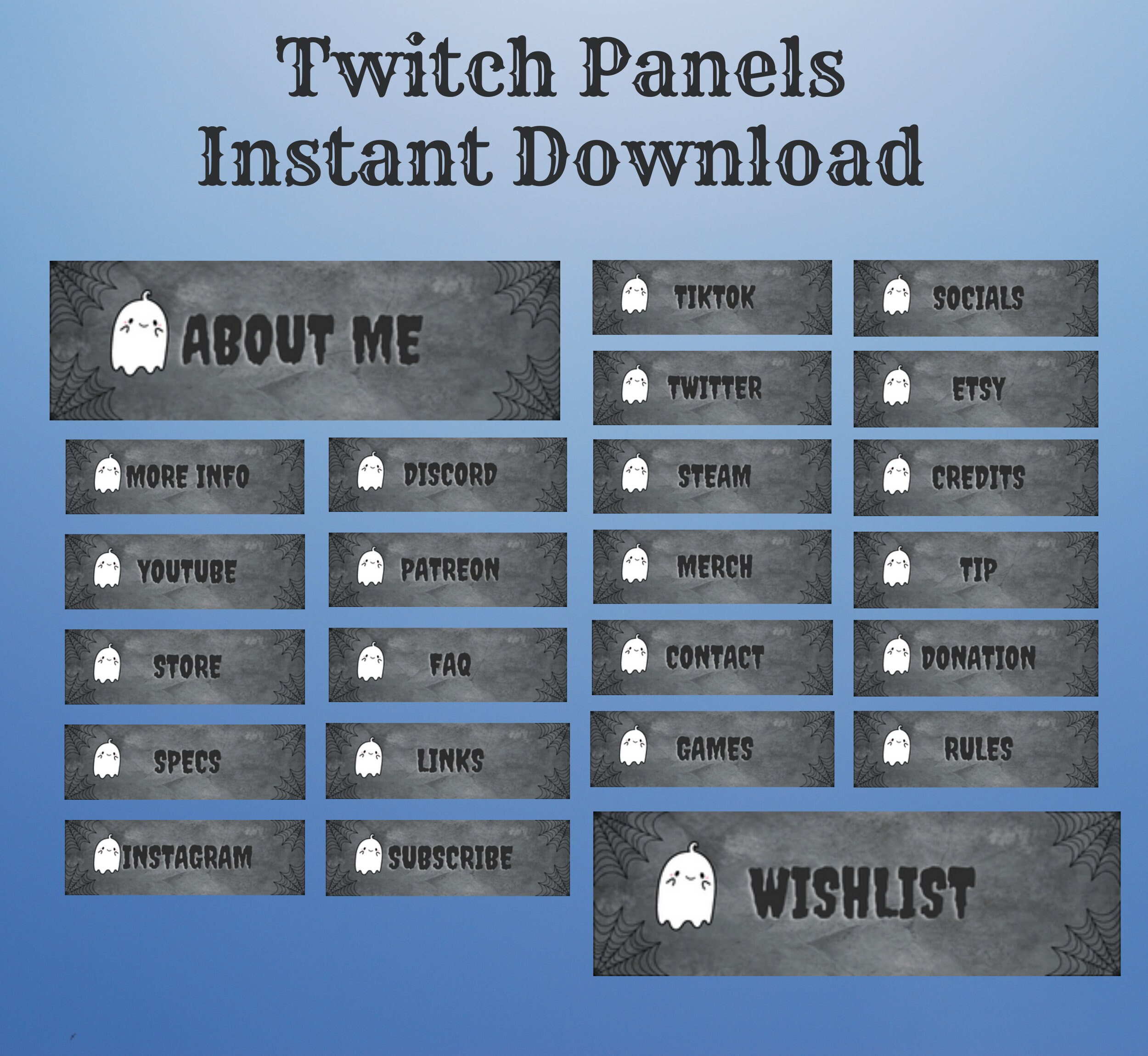 Cute Spooky Ghost Panels for Twitch With Three Variations - Etsy