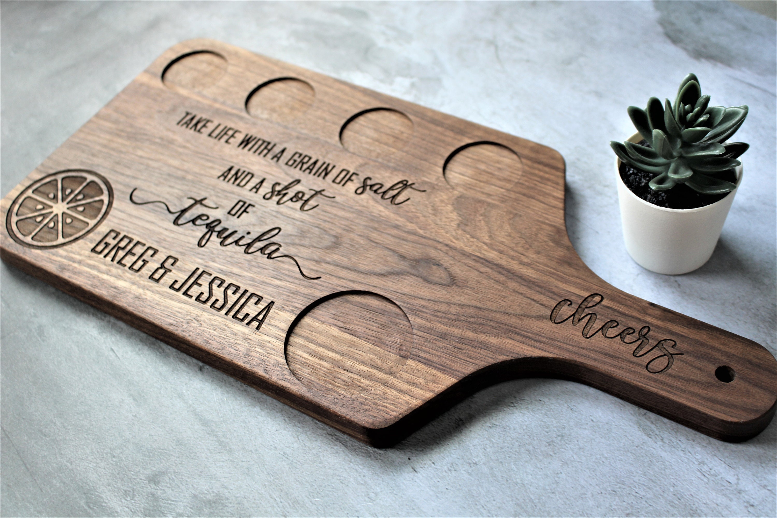 Tequila Wood Flight Board With Handle & Charcuterie Board - Etsy
