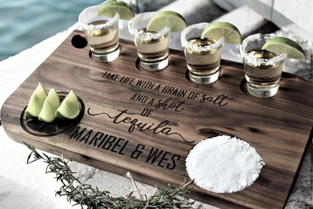 Personalized Tequila Flight Board, Walnut or Maple, Wedding Gift - Etsy